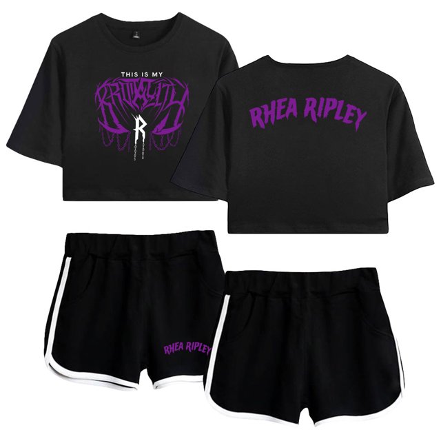 Rhea Ripley Brutality Merch Short Sleeve Crop Top+Shorts Two Piece Set ...