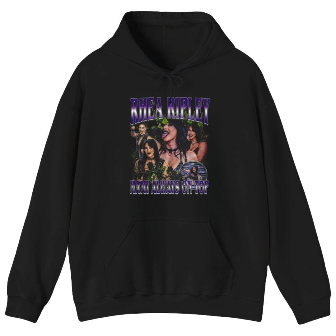 Rhea Ripley Mami Always on Top Collage Logo Black Pullover Hoody ...