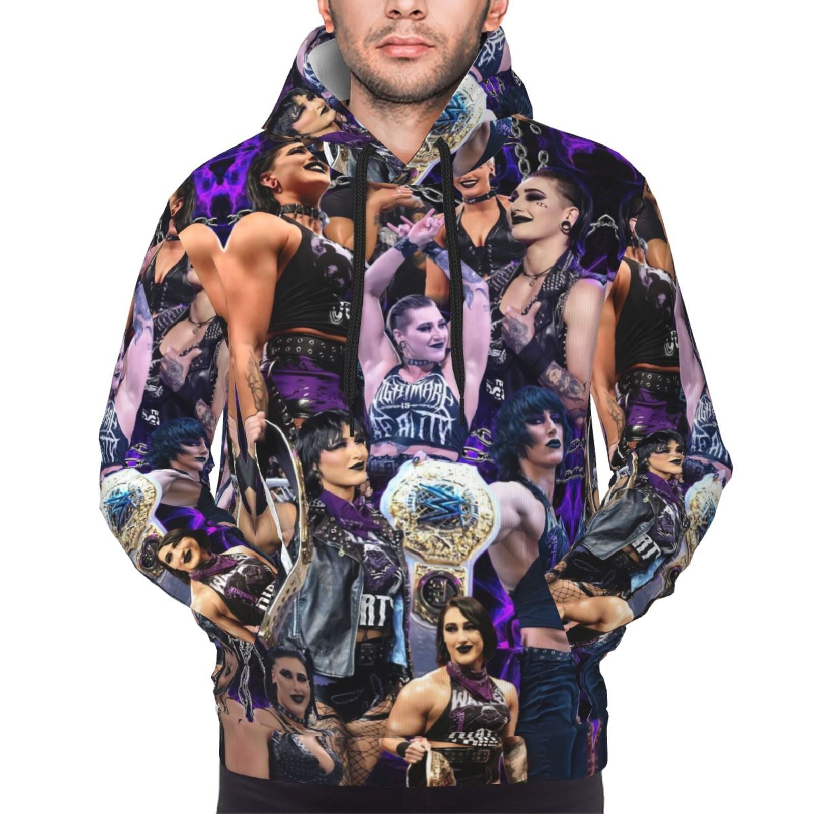 Rhea Ripley Men’s Hooded Sweatshirt, Soft Stretch Hoodie with Kangaroo ...