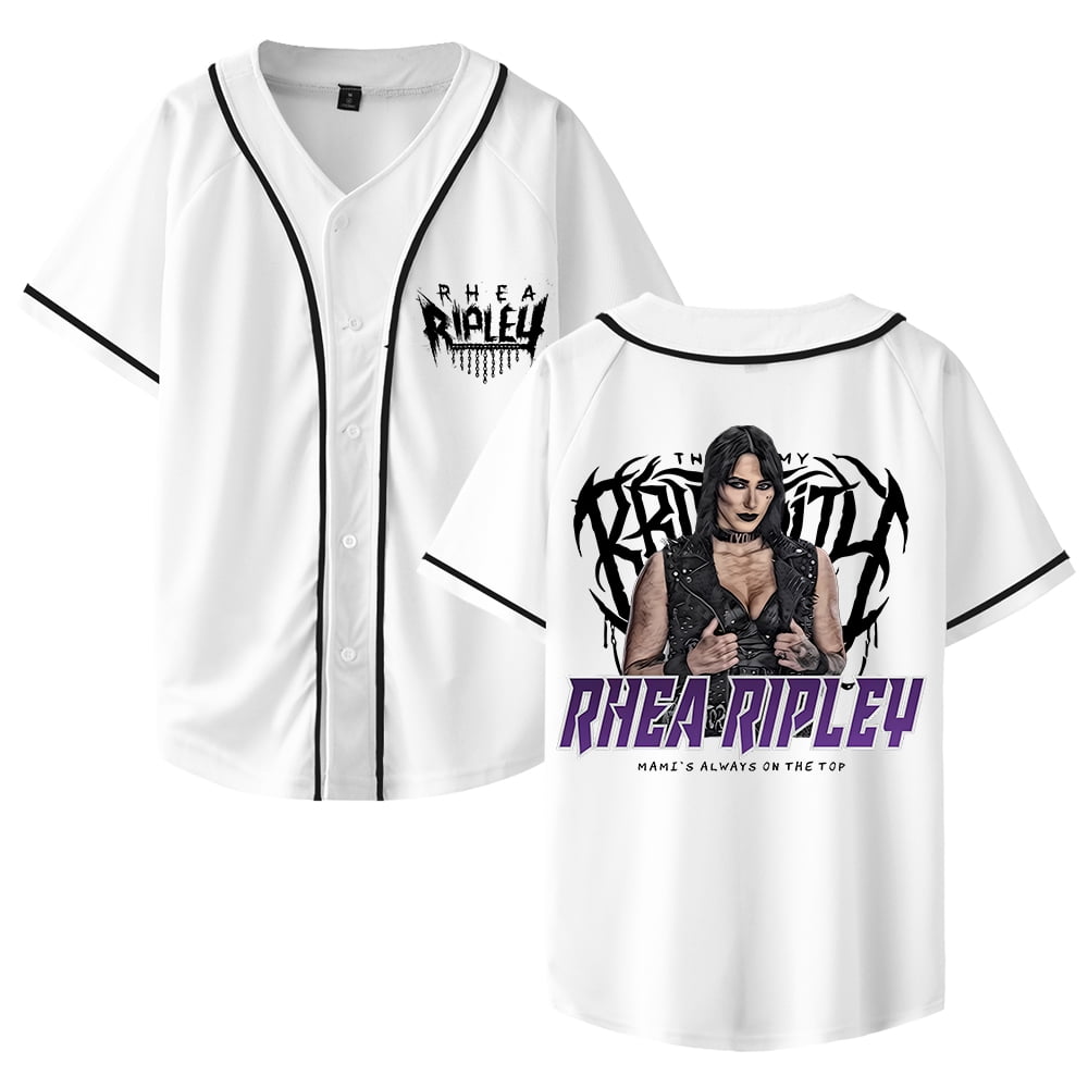 Rhea Ripley Merch Baseball Jersey V-Neck Shirt Women Men Short Sleeve ...