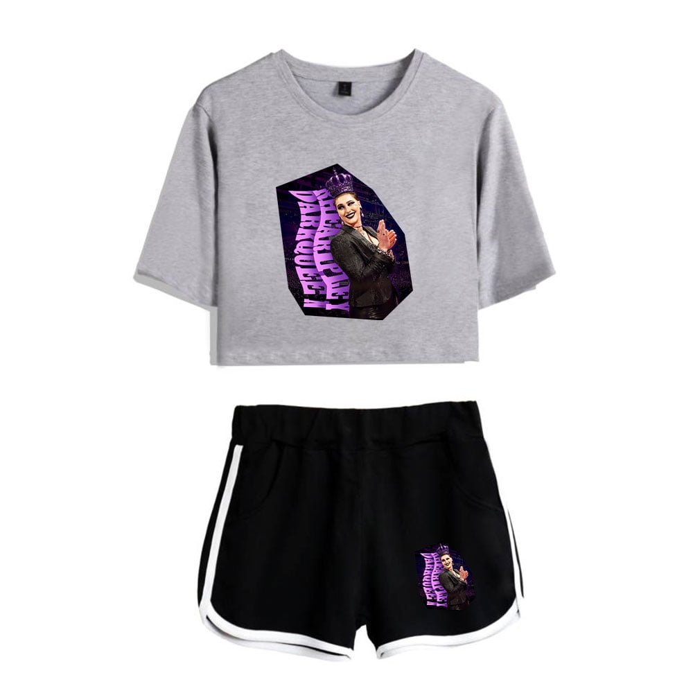 Rhea Ripley Summer street retro casual women's short sleeved shorts set ...