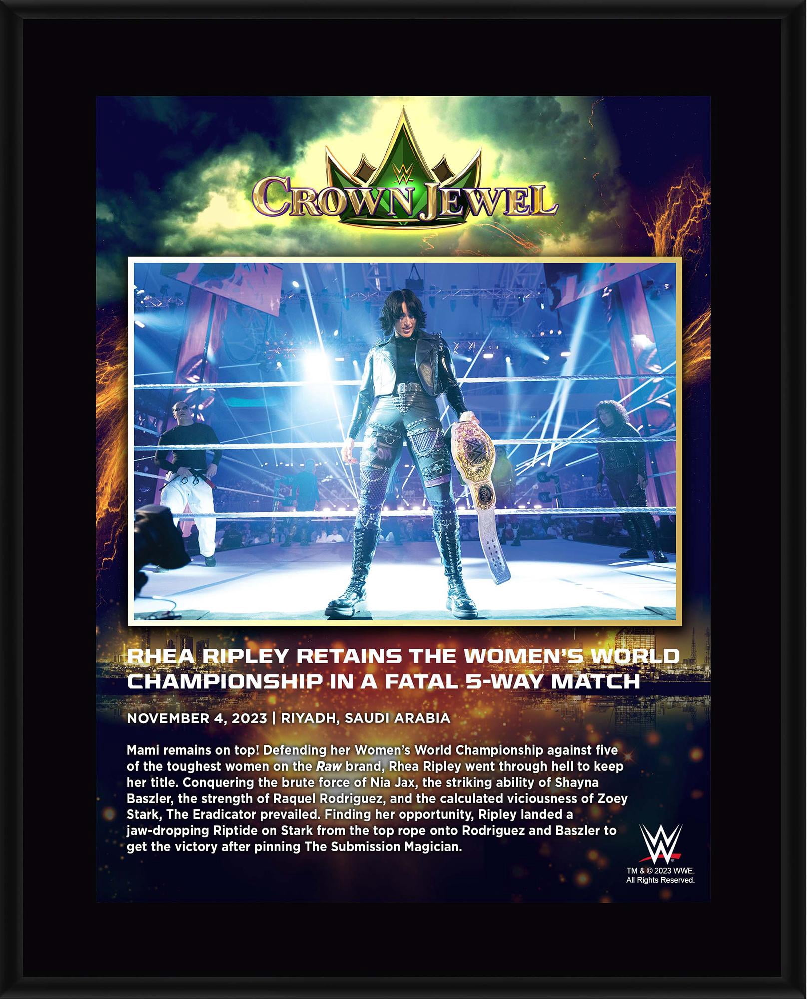 Rhea Ripley WWE 10.5" x 13" 2023 Crown Jewel Sublimated Plaque ...