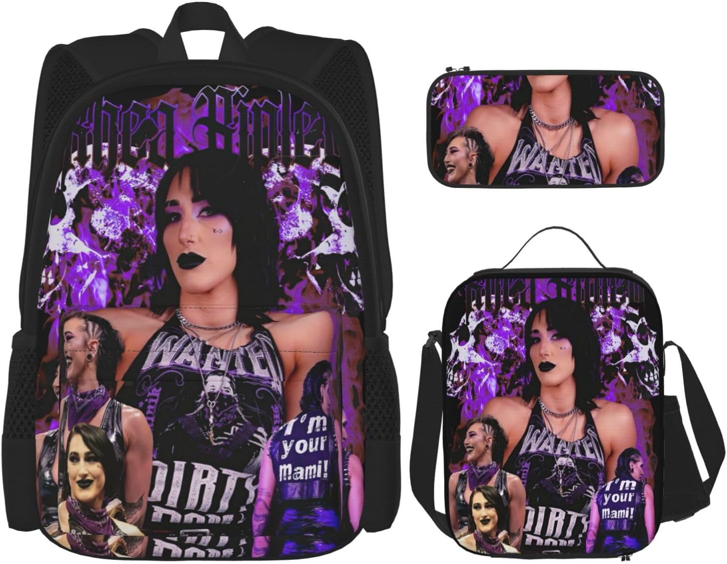 Rhea Wrestler Ripley Backpack 3 Pieces Set With Lunch Bag And Pencil ...