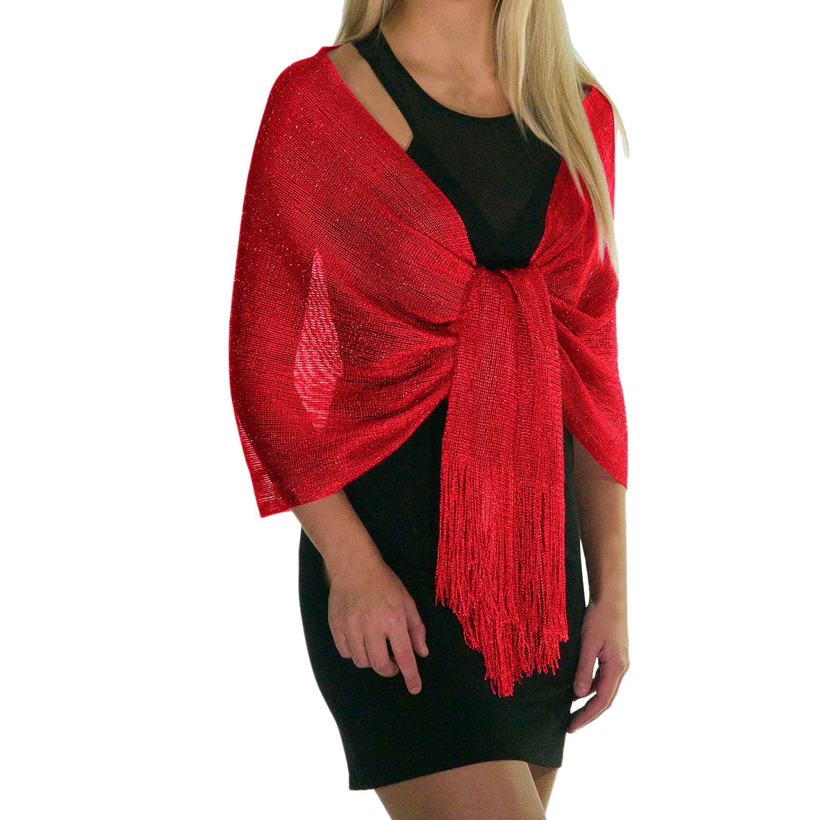 Rheane Sparkling Metallic Shawls And Wraps With Buckle For Evening ...