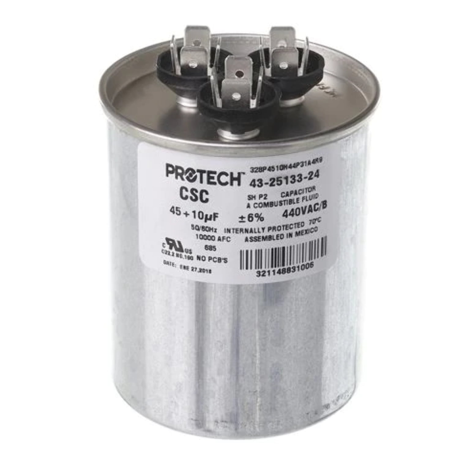 Rheem OEM Replacement Capacitor 43-25133-24 - 45/10/440 Dual Round ...