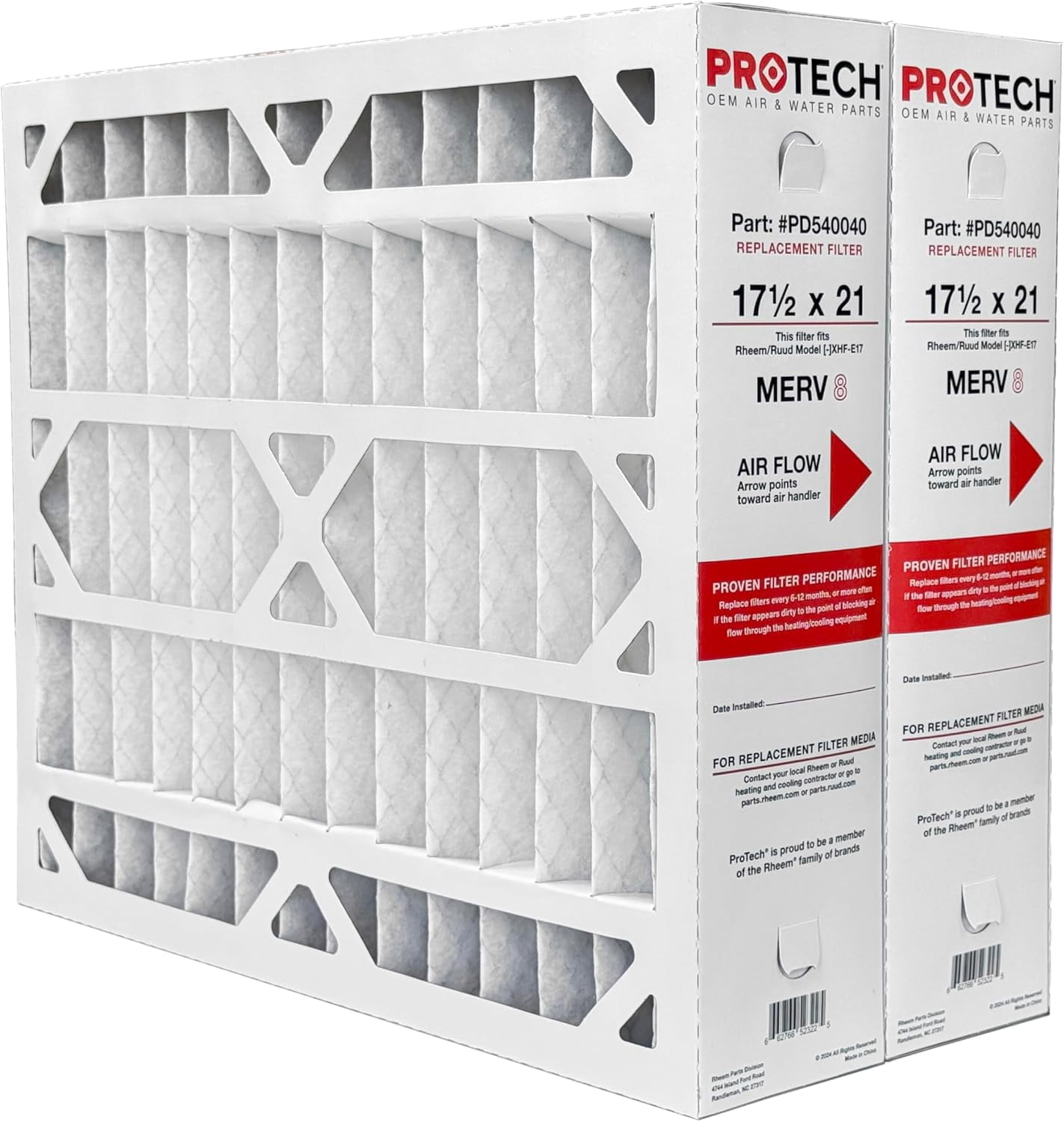 Rheem AXHF-E17AM - Replacement MERV8 Filter, Case of (2) - Walmart.com