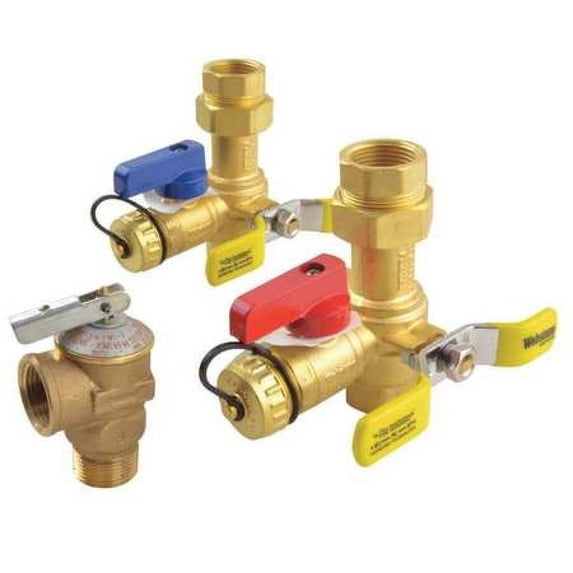 Rheem Tankless Service Clean Brass Valve Kit, 3/4 IPS, Hot & Cold Set ...