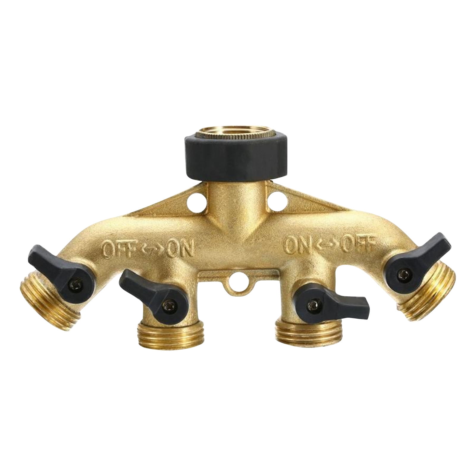 Rheen Brass 4-Way Ball Valve Garden Water Splitter Irrigation Hose ...