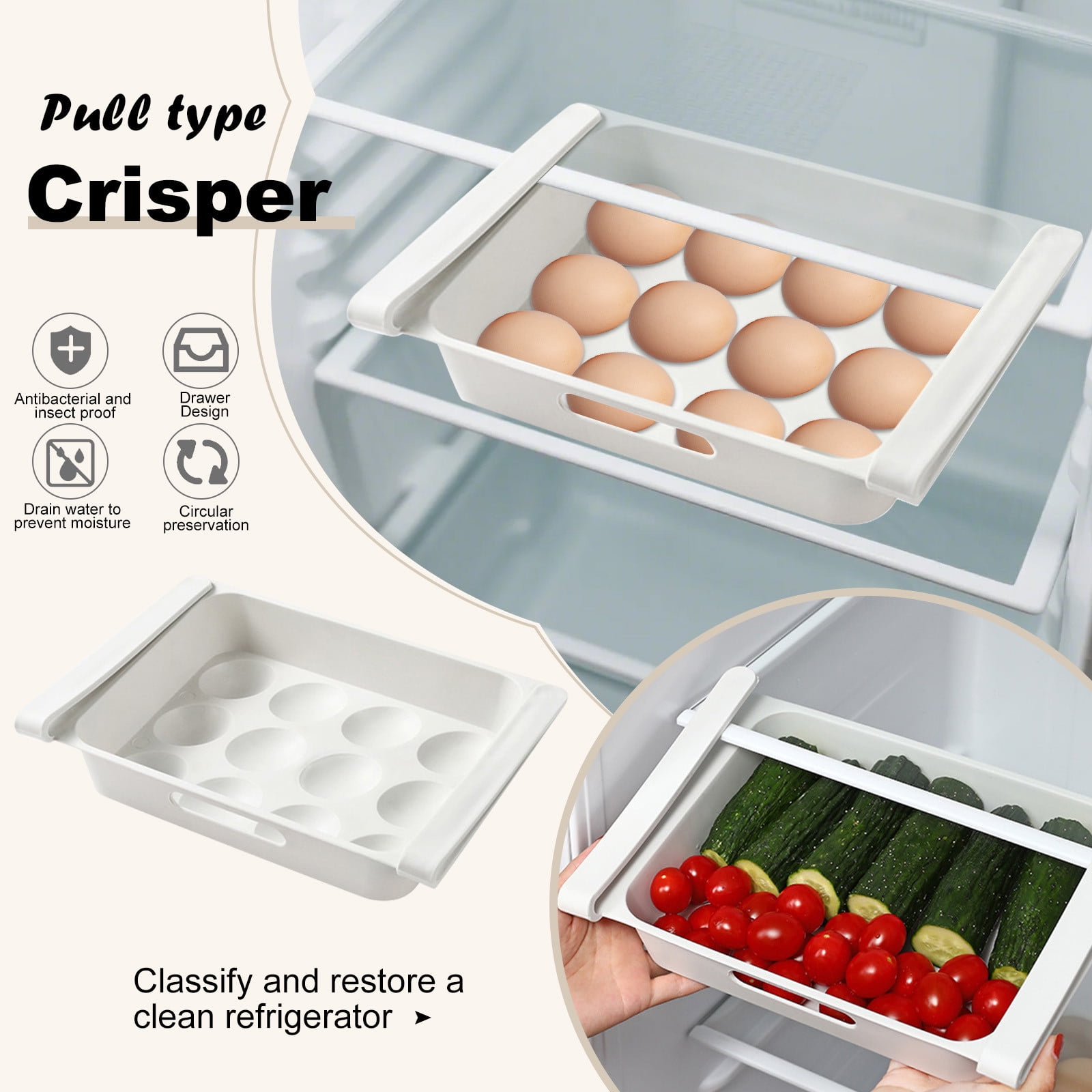 Rheen Home Organizer Drawer-Style Fresh Fruit and Vegetable Storage Box ...