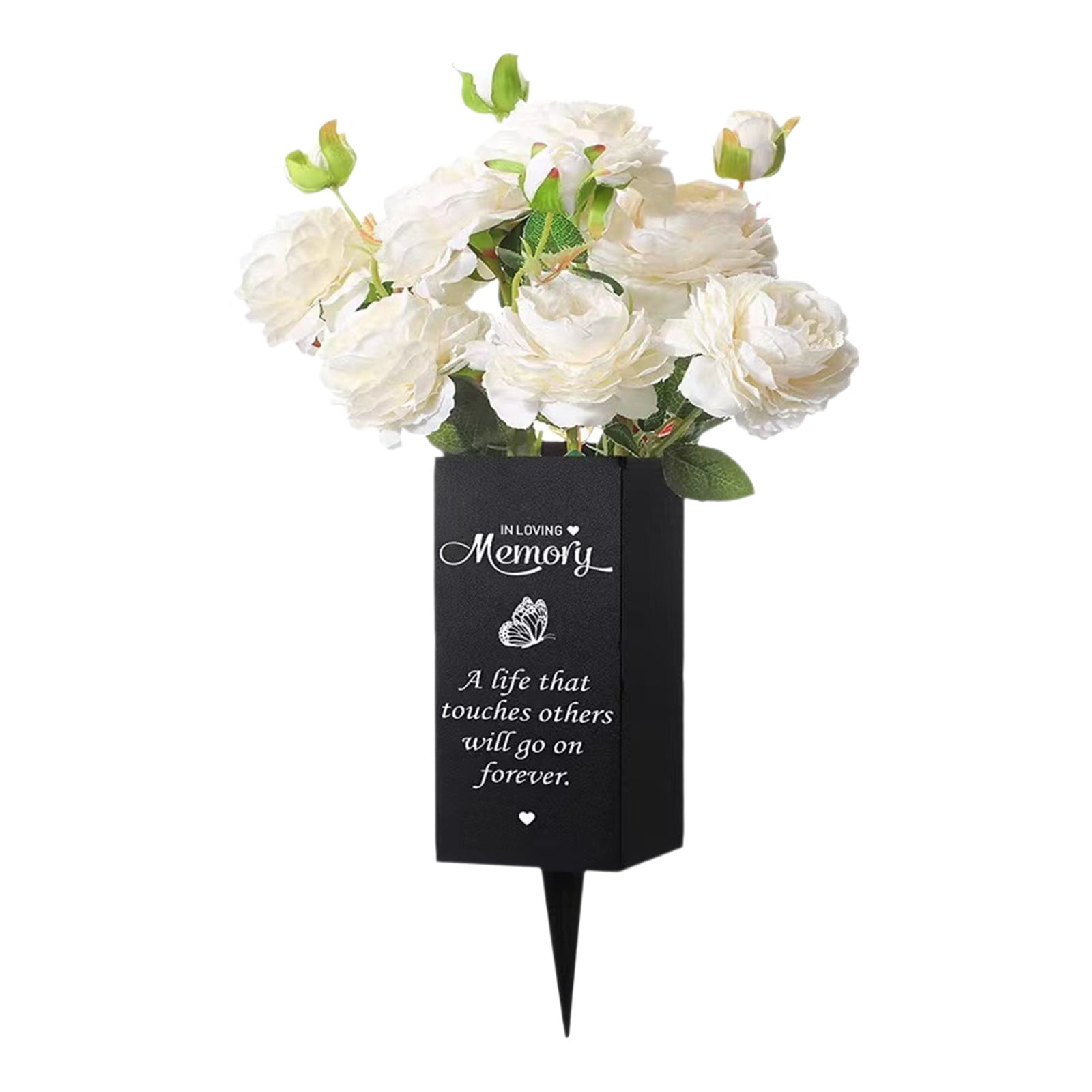 Rheen Outdoor Cemetery Grave Metal Memorial Flower Stand With Marker ...