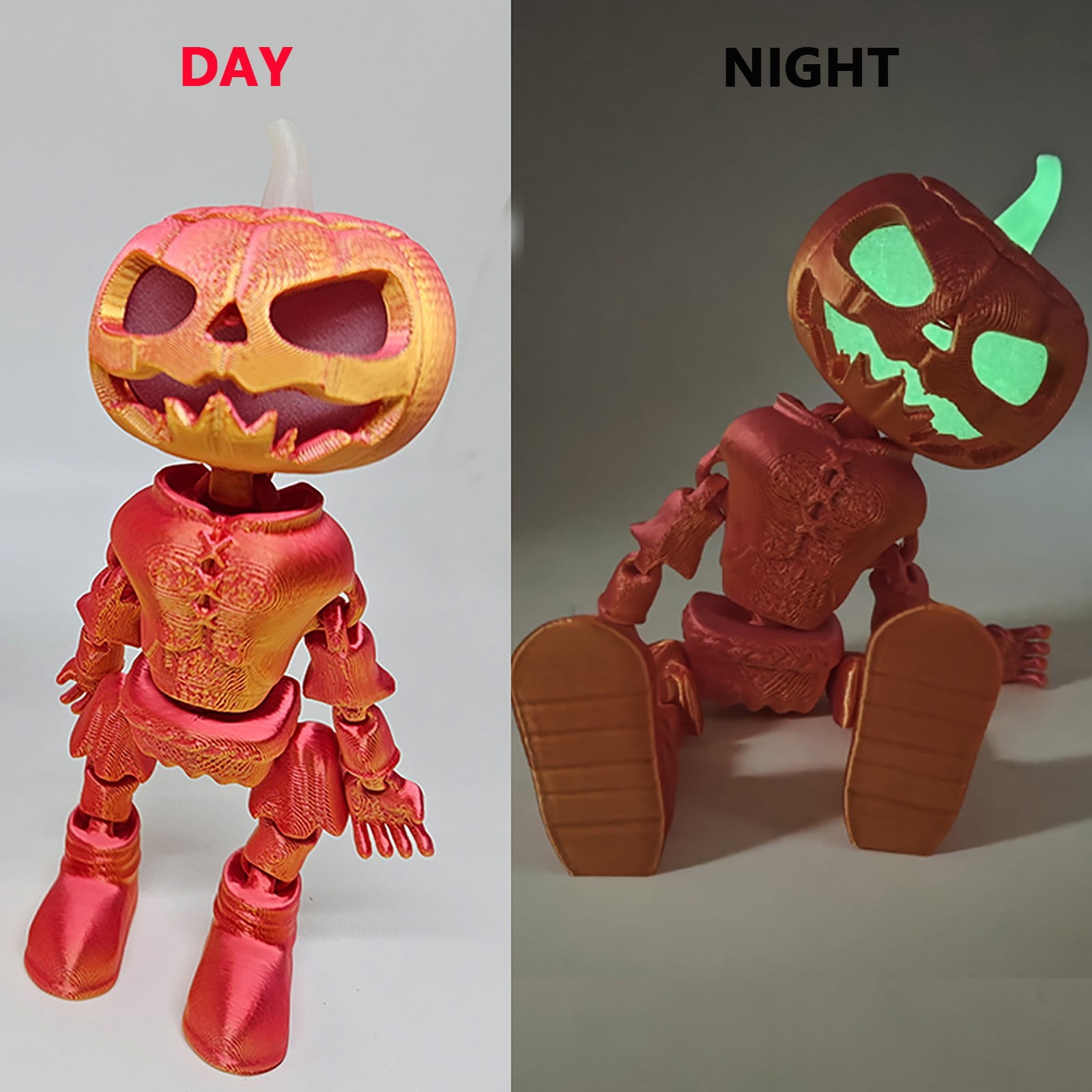 Rheen Pumpkin Man Figurine - Halloween Pumpkin Reaper Action Figure ...