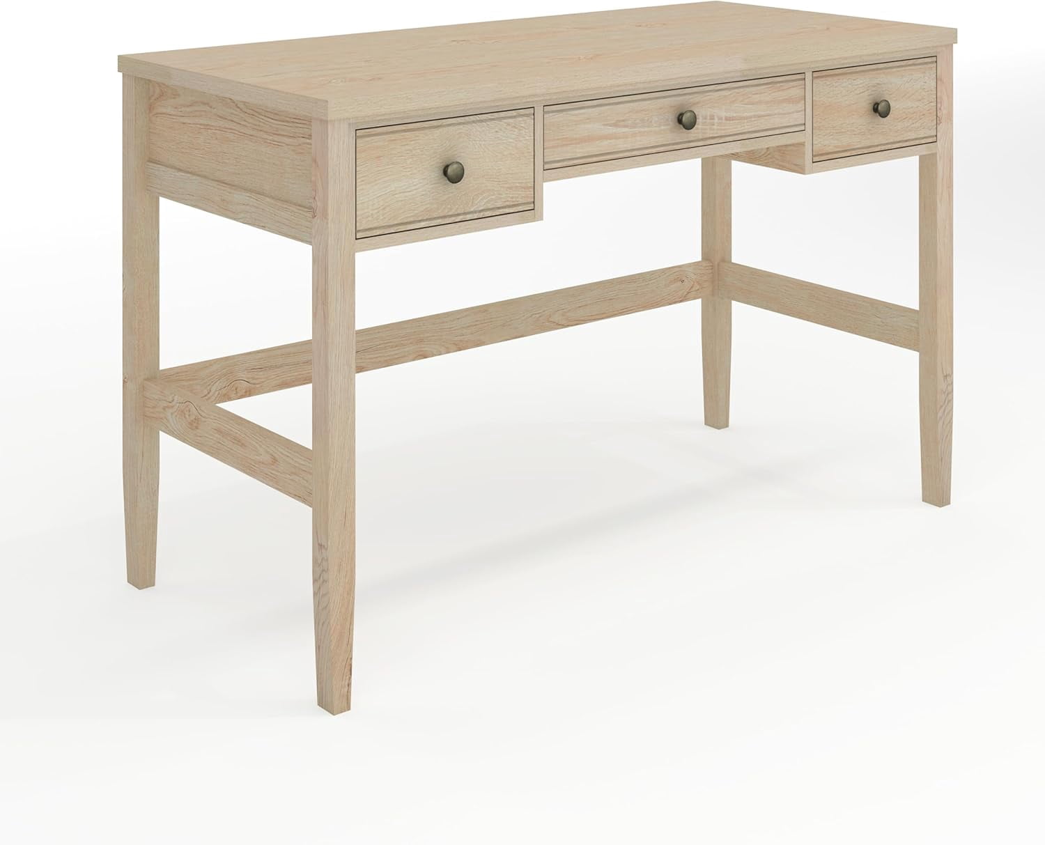 Rhett Writing Desk with 3 Drawers and Tapered Legs in Light Natural ...