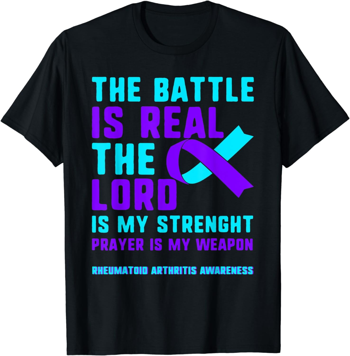Rheumatoid Arthritis Real Battle Prayer RA Disease Warrior T-Shirt ...