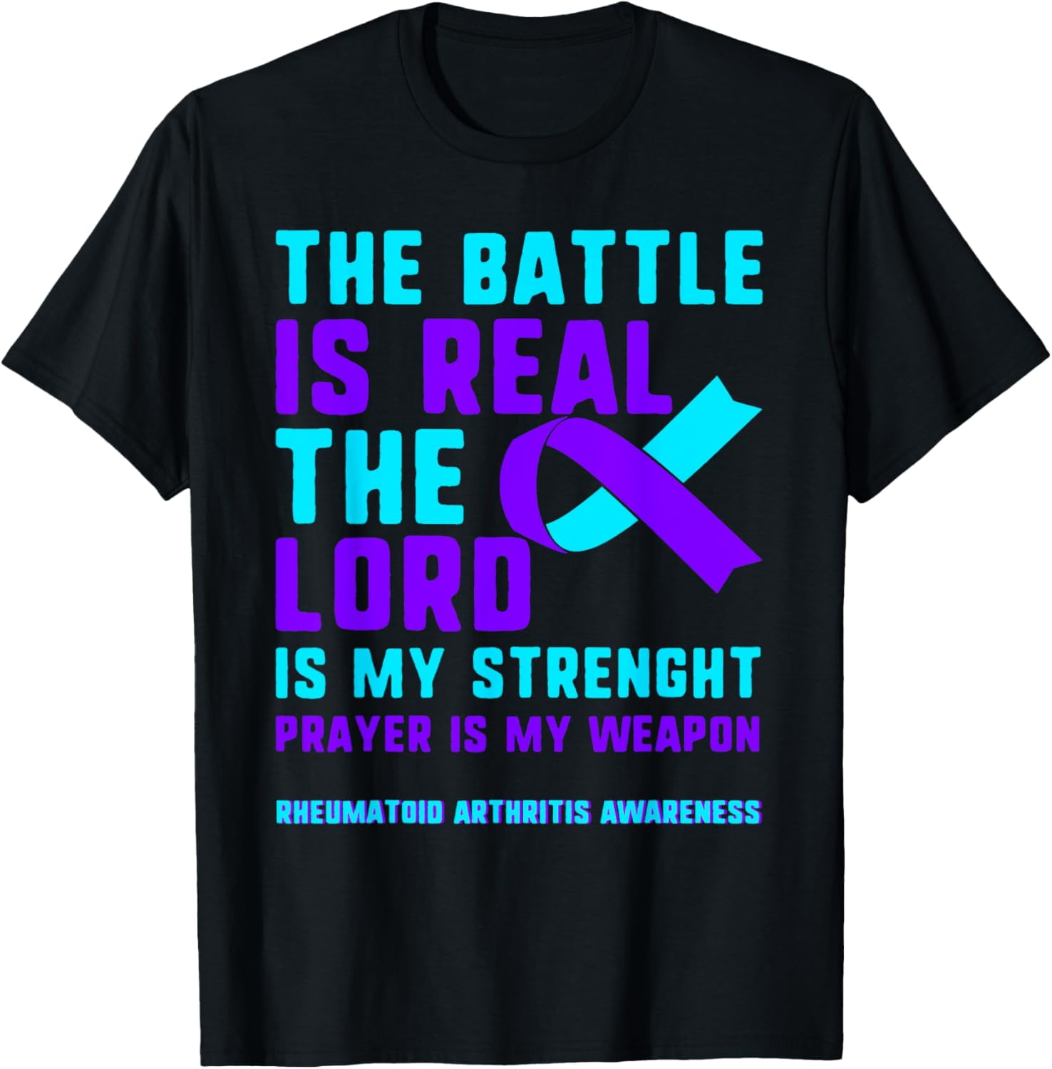 Rheumatoid Arthritis Real Battle Prayer RA Disease Warrior T-Shirtmen ...