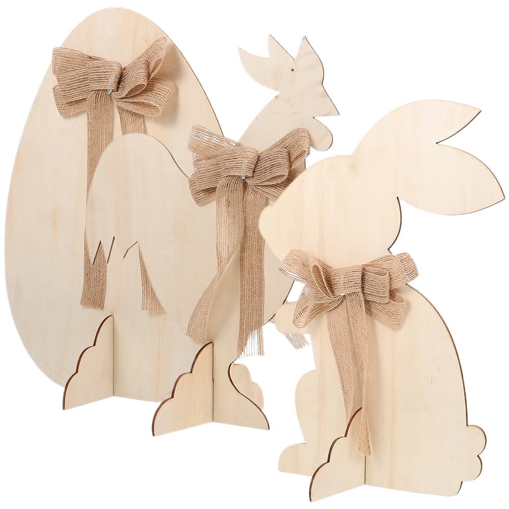 Rhewides 1 Set Easter Bunny Wood Cutouts Bunny Egg Wood Cutouts Easter ...