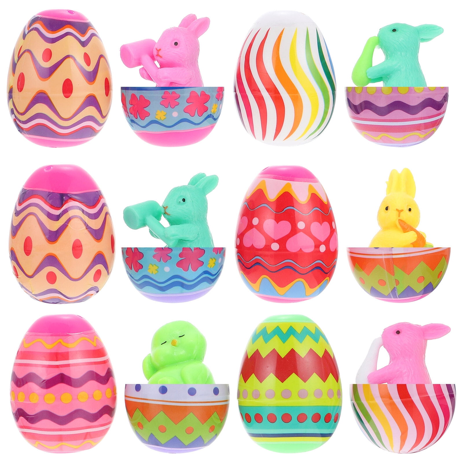 Rhewides 12Pcs Children Easter Toys Bunny Egg Plastic Egg Twisting Toys ...