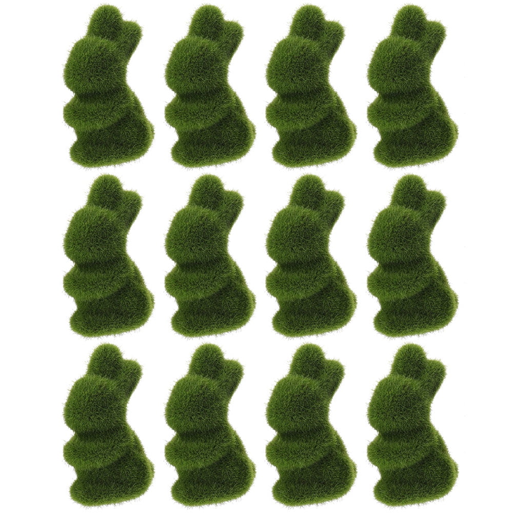 Rhewides 12pcs Turf Grass Rabbit Furry Flocked Bunny Rabbit Miniatures ...