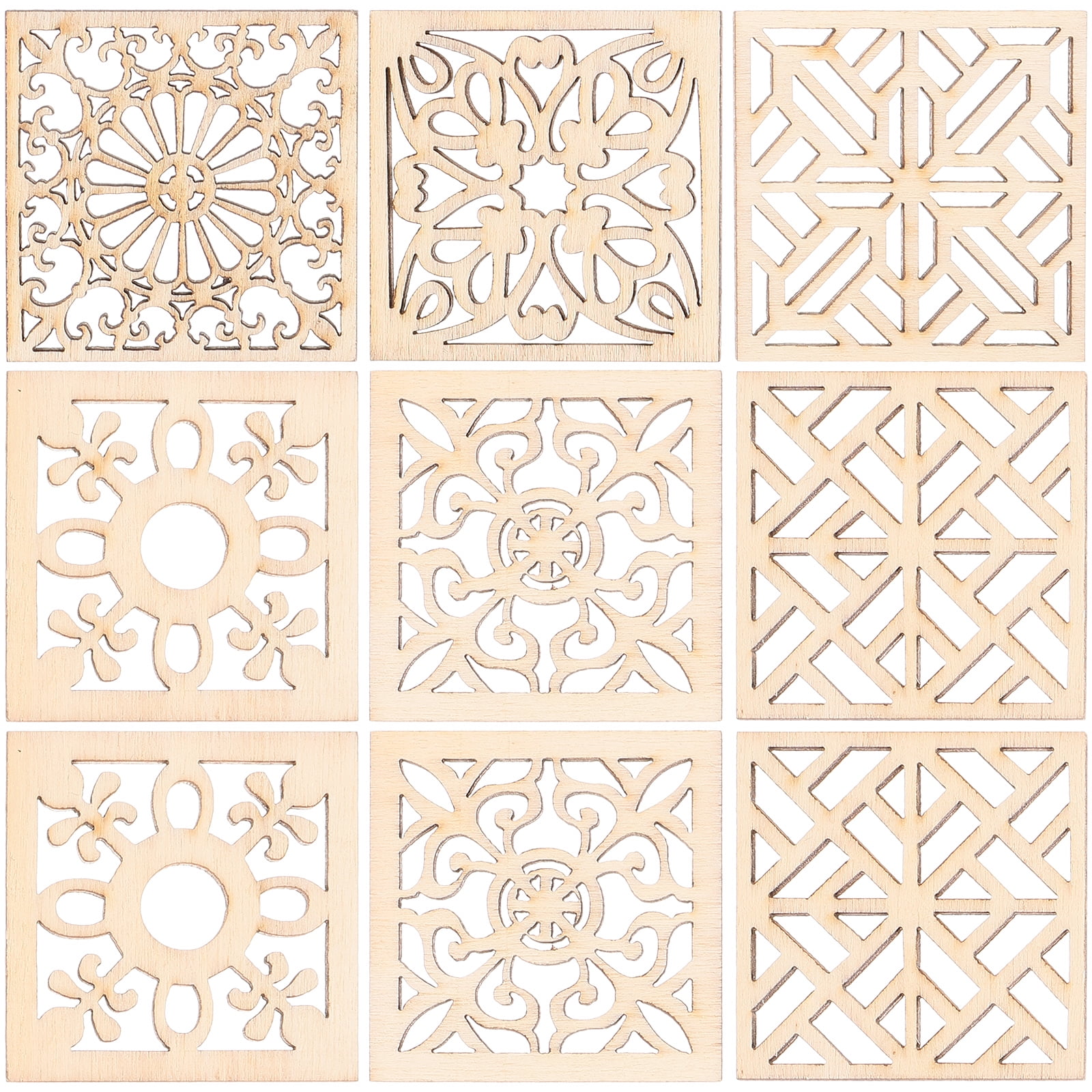 Rhewides 20pcs Unfinished Wooden Pieces Embellishments Flower Wood ...