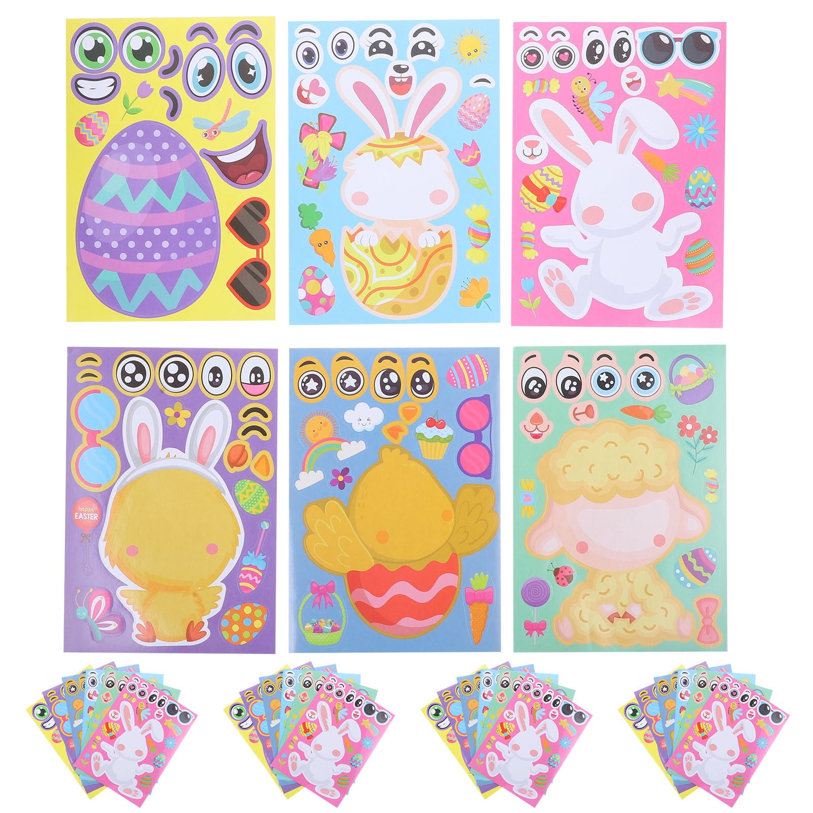 Rhewides 30 Sheets DIY Bunny Egg Stickers Make Your Own Easter Egg ...
