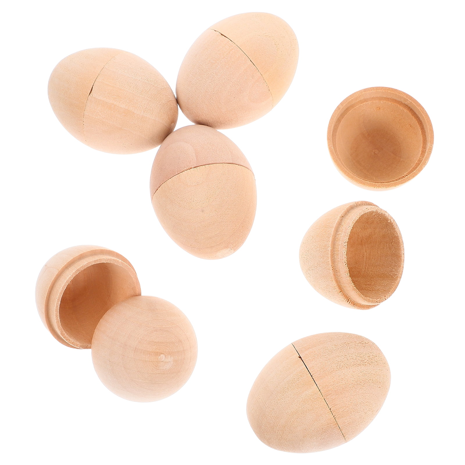 Rhewides 6pcs Wooden Egg Fake For Easter Diy Craft Unfinished Wood Eggs For Hand Painted Art ...
