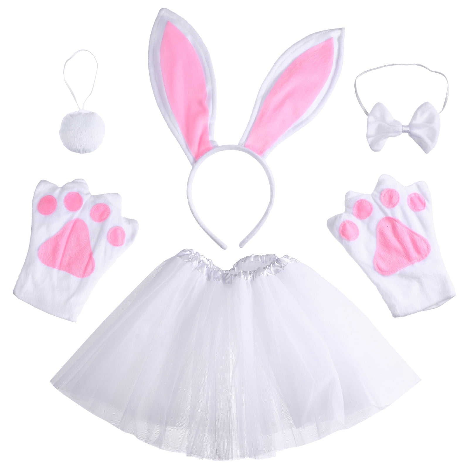 Rhewides Kids Bunny Costume Rabbit Headband and Tulle Tutu Shirt Rabbit ...