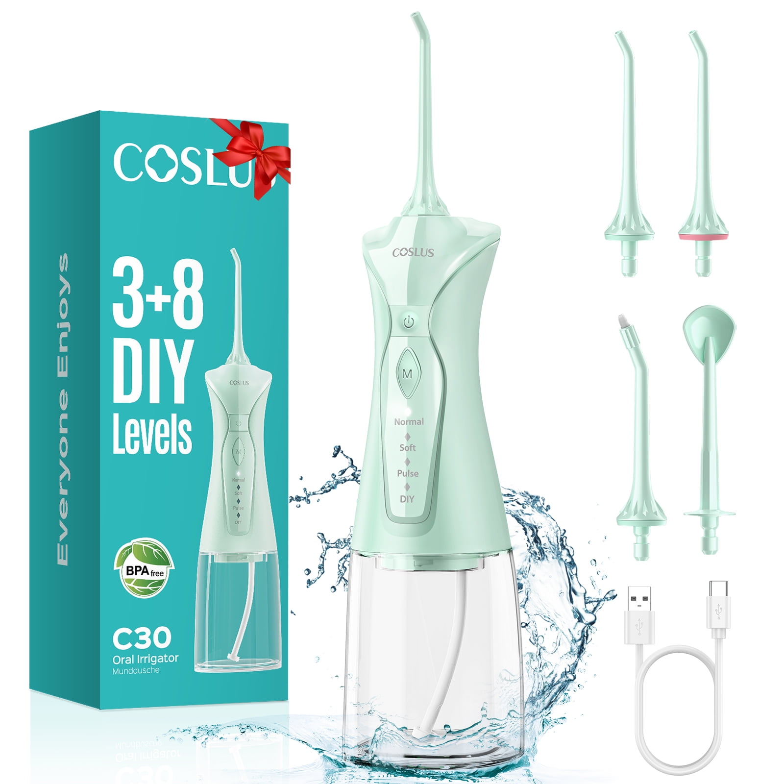 Rhewides Oral Irrigator Teeth Cleaning Electric Flosser Rechargeable ...