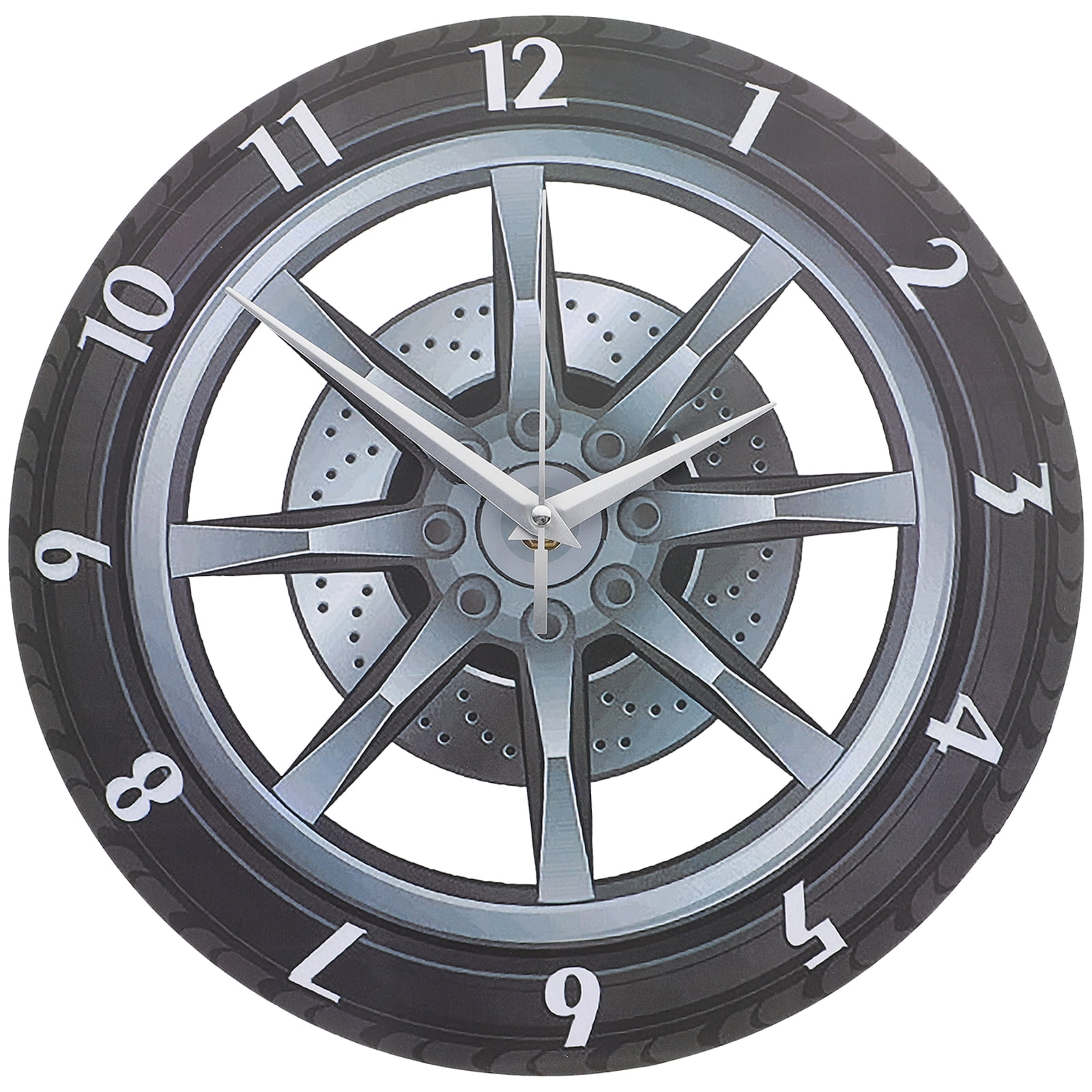 OFFIGAM Silent 3D Car Wheel Wall Clock with Scratch Resistant Acrylic ...