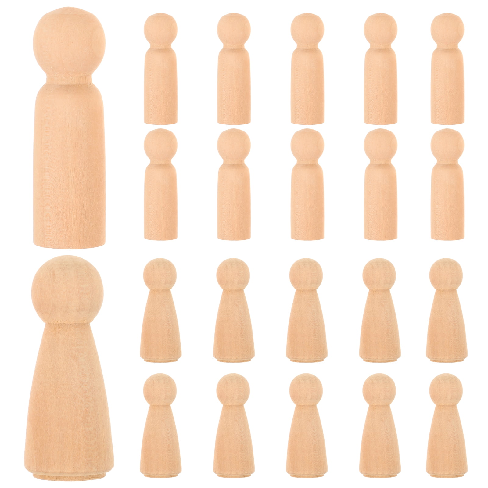 Rhewides Wooden Peg Dolls Natural Unfinished Wood Peg People Plain ...