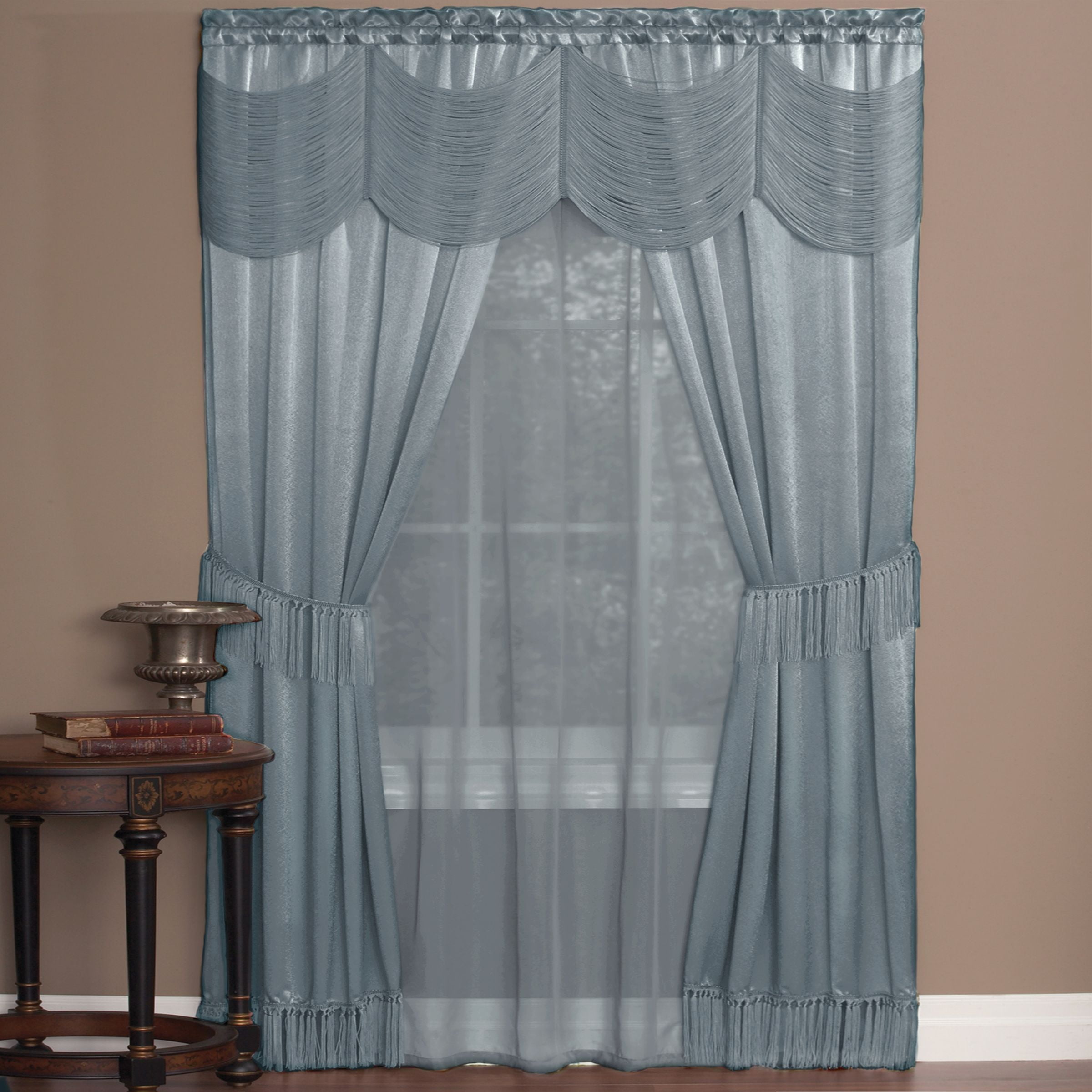 Rhine 6 Piece Window Curtain Set - 56x63 - Ice Blue - Walmart.com