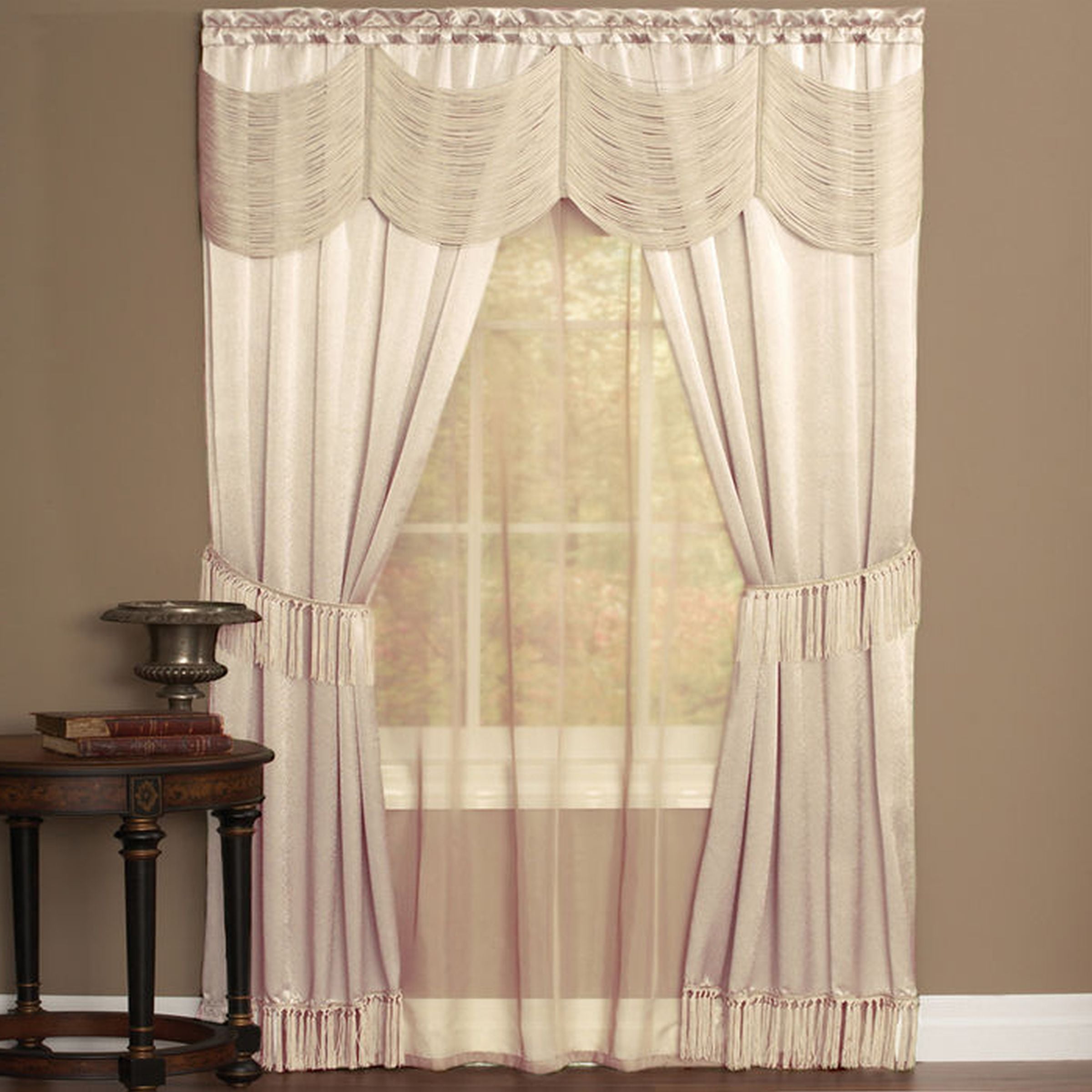 Rhine 6 Piece Window Curtain Set - 56x84 - Ivory - Walmart.com