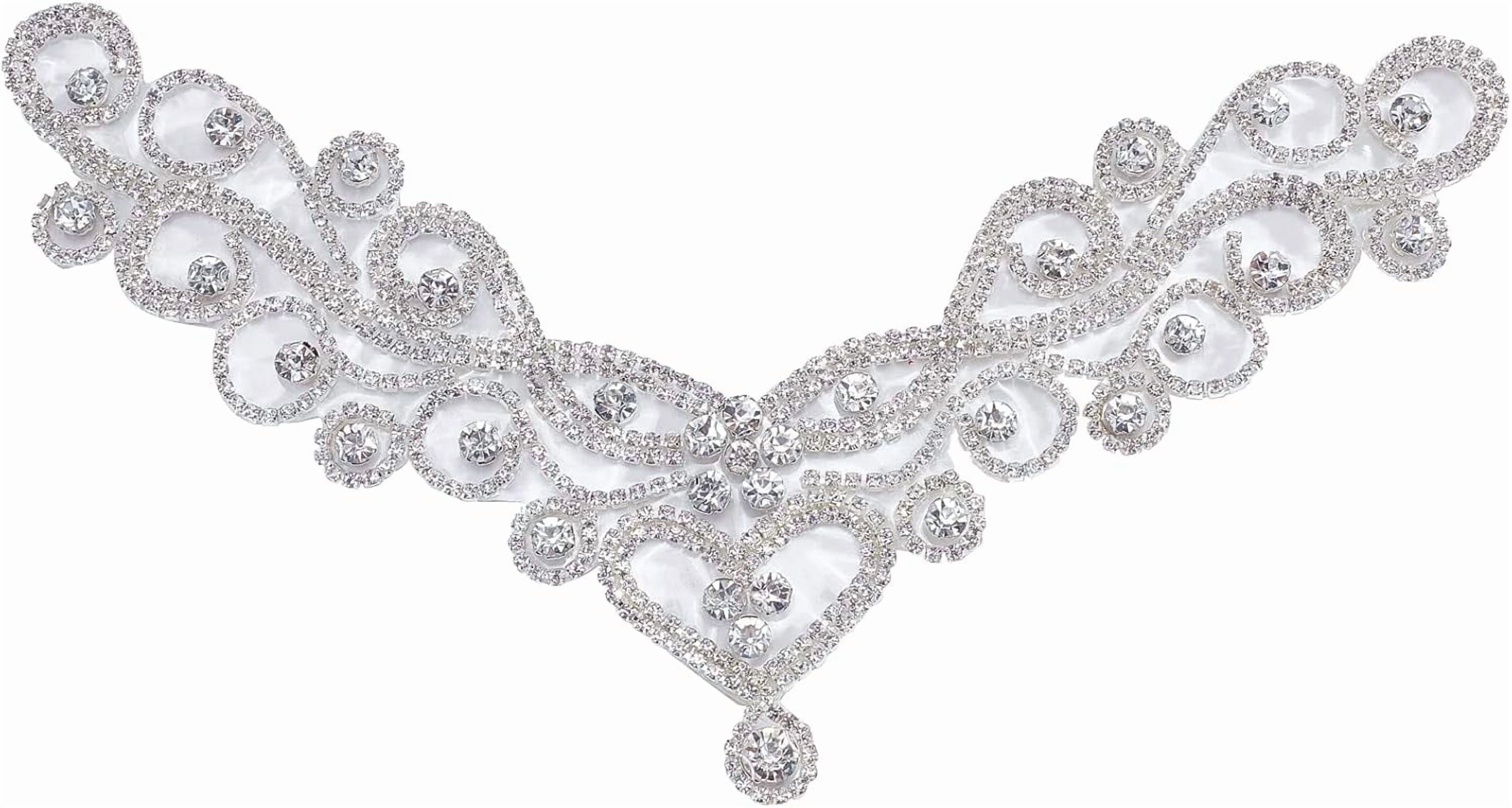 Rhinestone Applique Silver Bridal Appliques for Wedding Dress Bridal ...