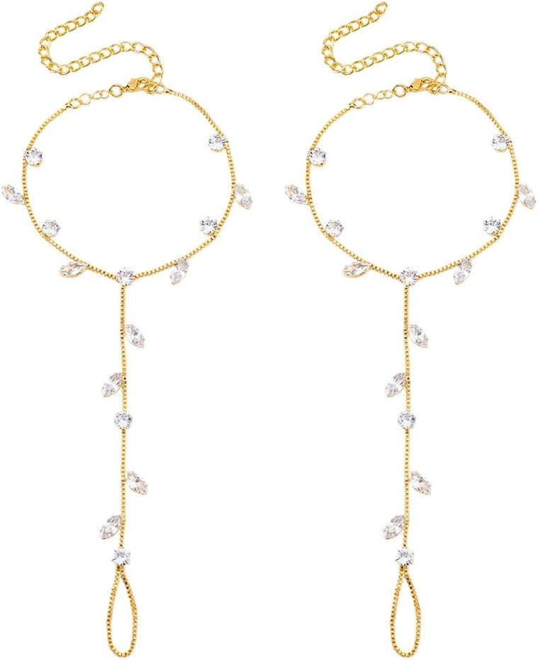 Rhinestone Barefoot Sandals Foot Chain with Rhinestone Toe Ring Alloy ...