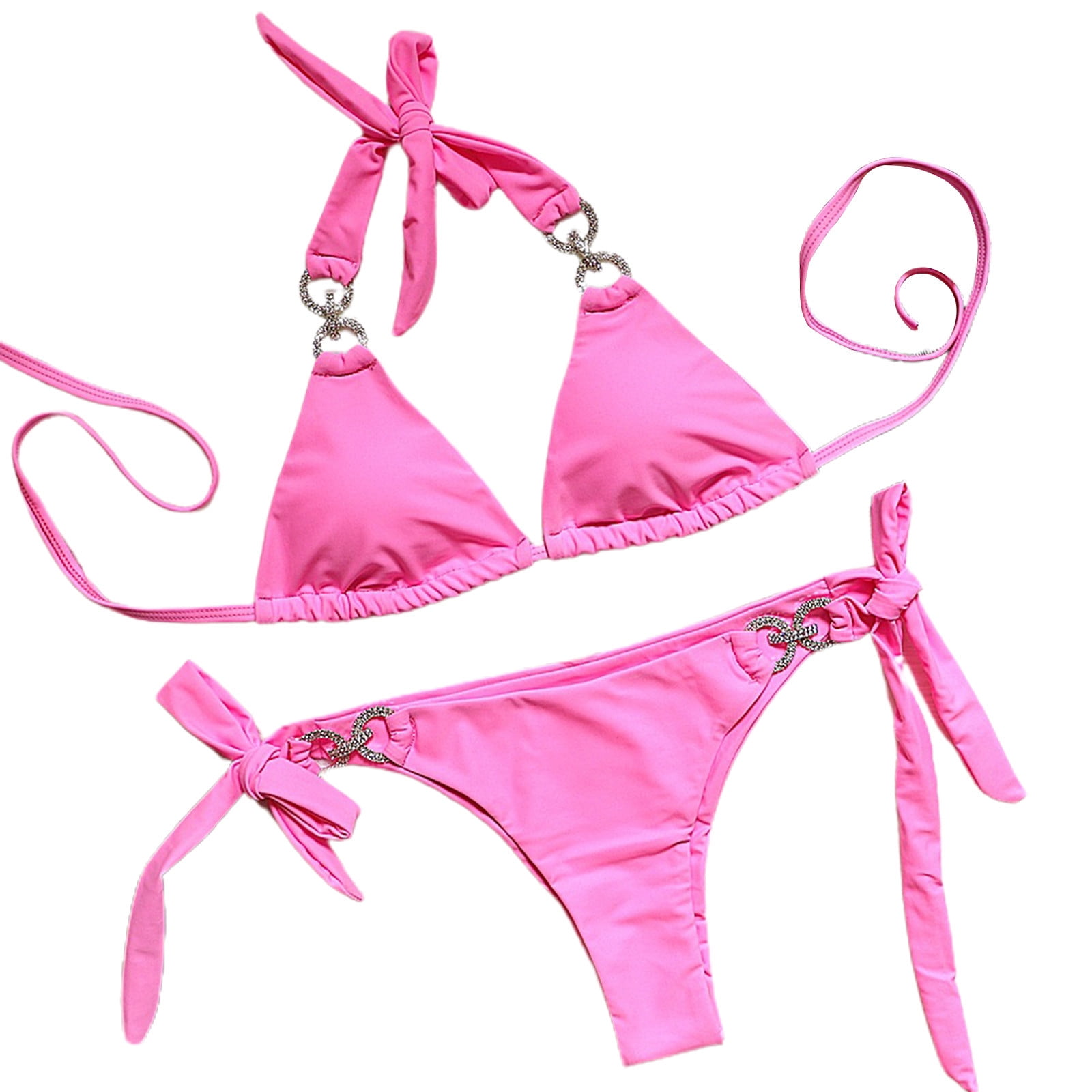 Rhinestone Bikini Sets For Women Sexy Halter String Triangle Swimsuit
