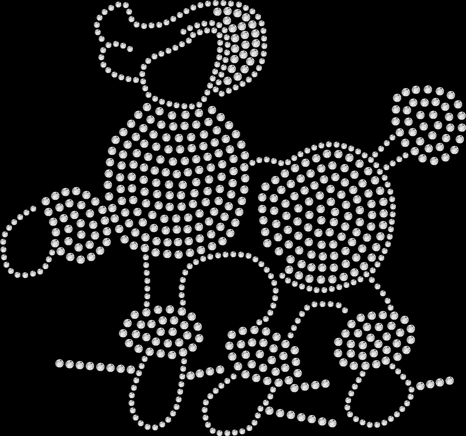 Rhinestone Bling Sparkle Iron On Transfer DIY Poodle Dog Crystal Silver ...