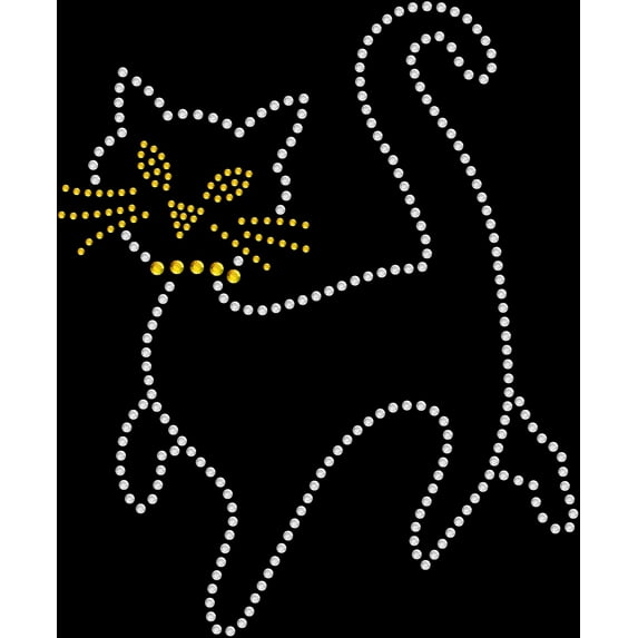 Rhinestone Bling Sparkle Iron On Transfer DIY Prancing Cat - Walmart.com