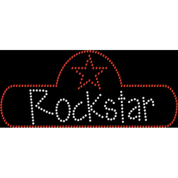 Rhinestone Bling Sparkle Iron On Transfer DIY Rockstar Star Sign Red ...