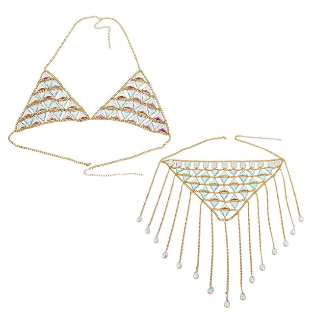 Rhinestone Body Chain Waist Belly Chain Skirt Crystal Body Chain Bra ...