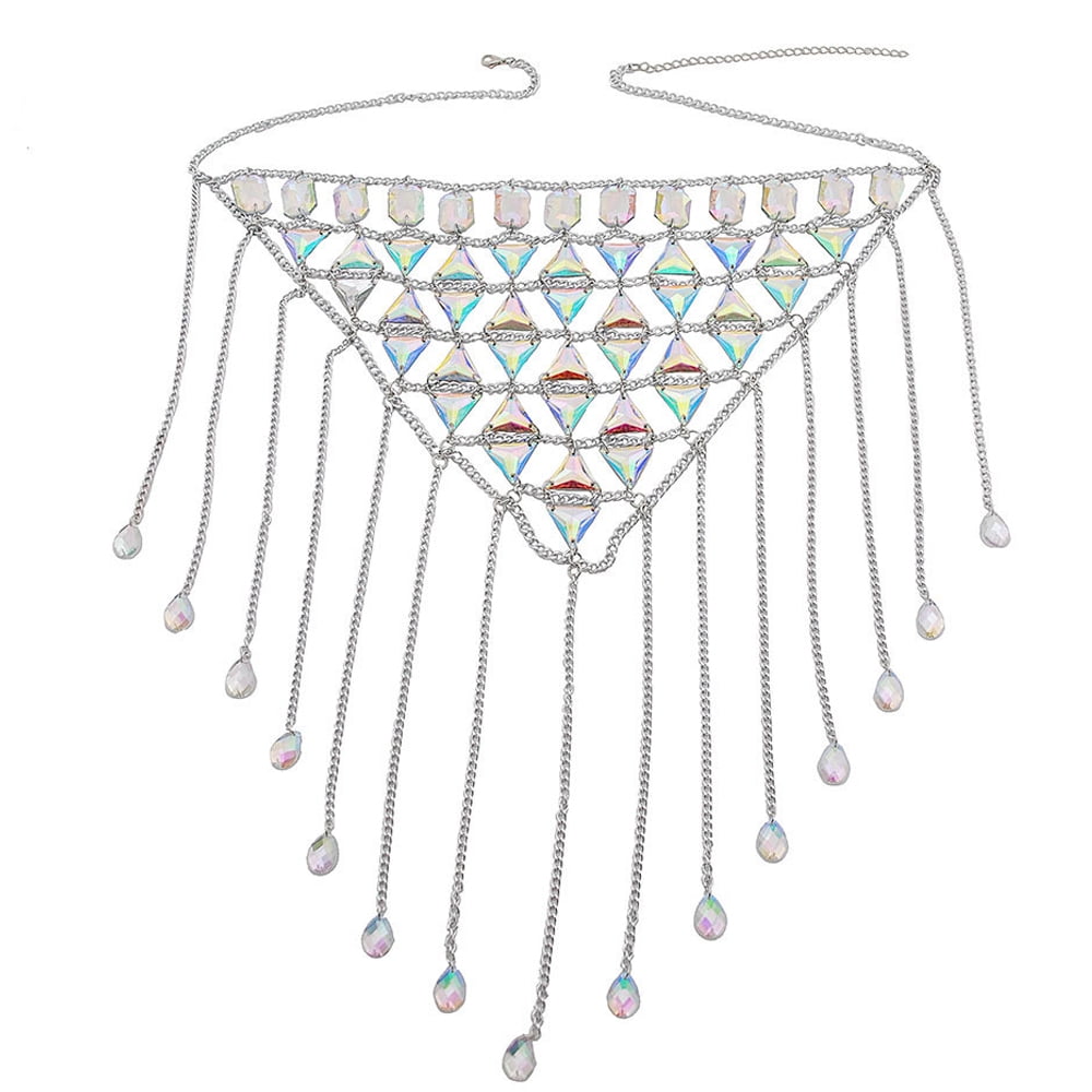 Rhinestone Body Chain Waist Belly Chain Skirt Crystal Body Chain Bra ...