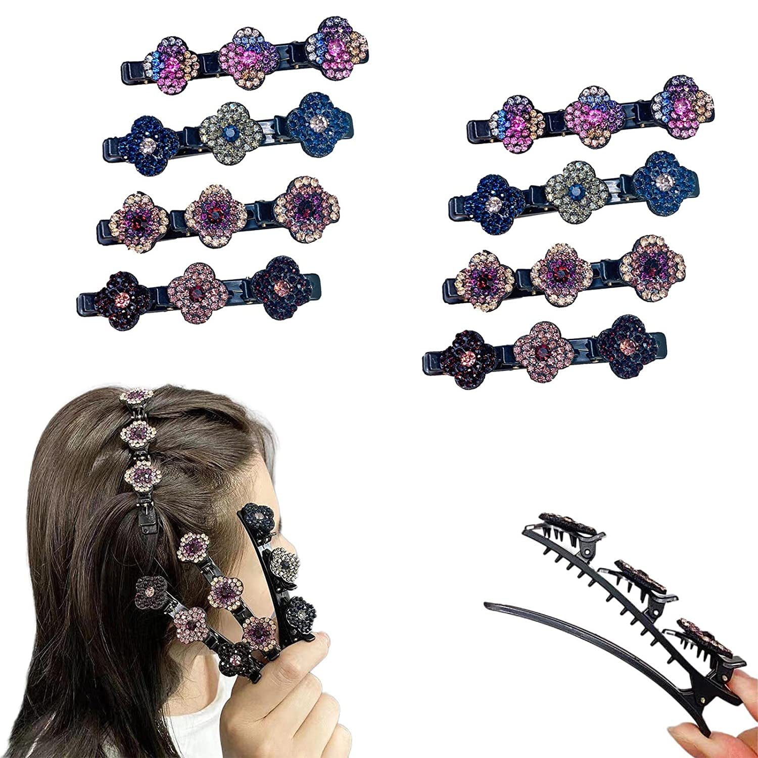 Rhinestone Braid Clips Shiny Hair Jewelry for Women and Girls - Walmart.com