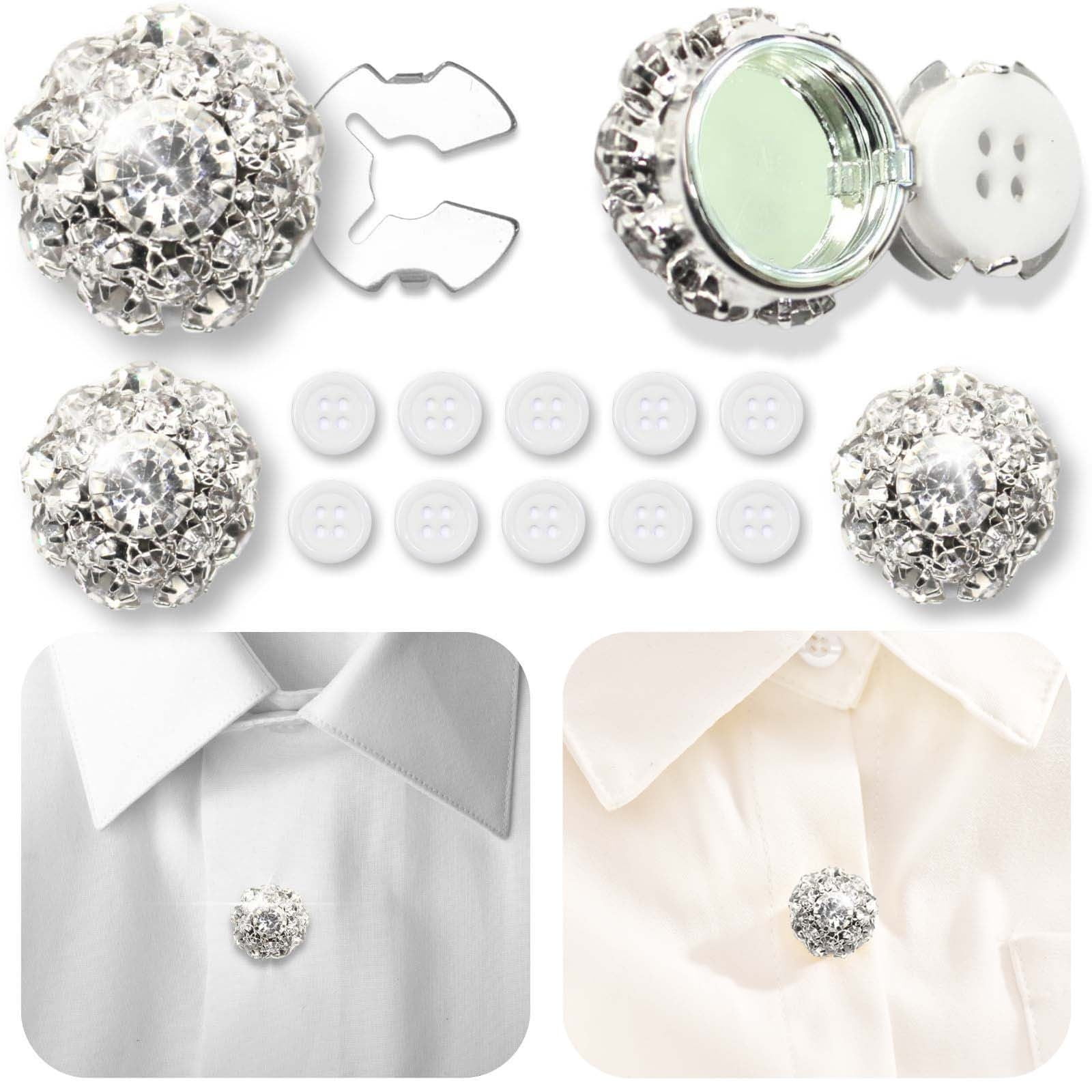 Rhinestone Button Covers, Crystal Buttons for Clothing, Detachable ...