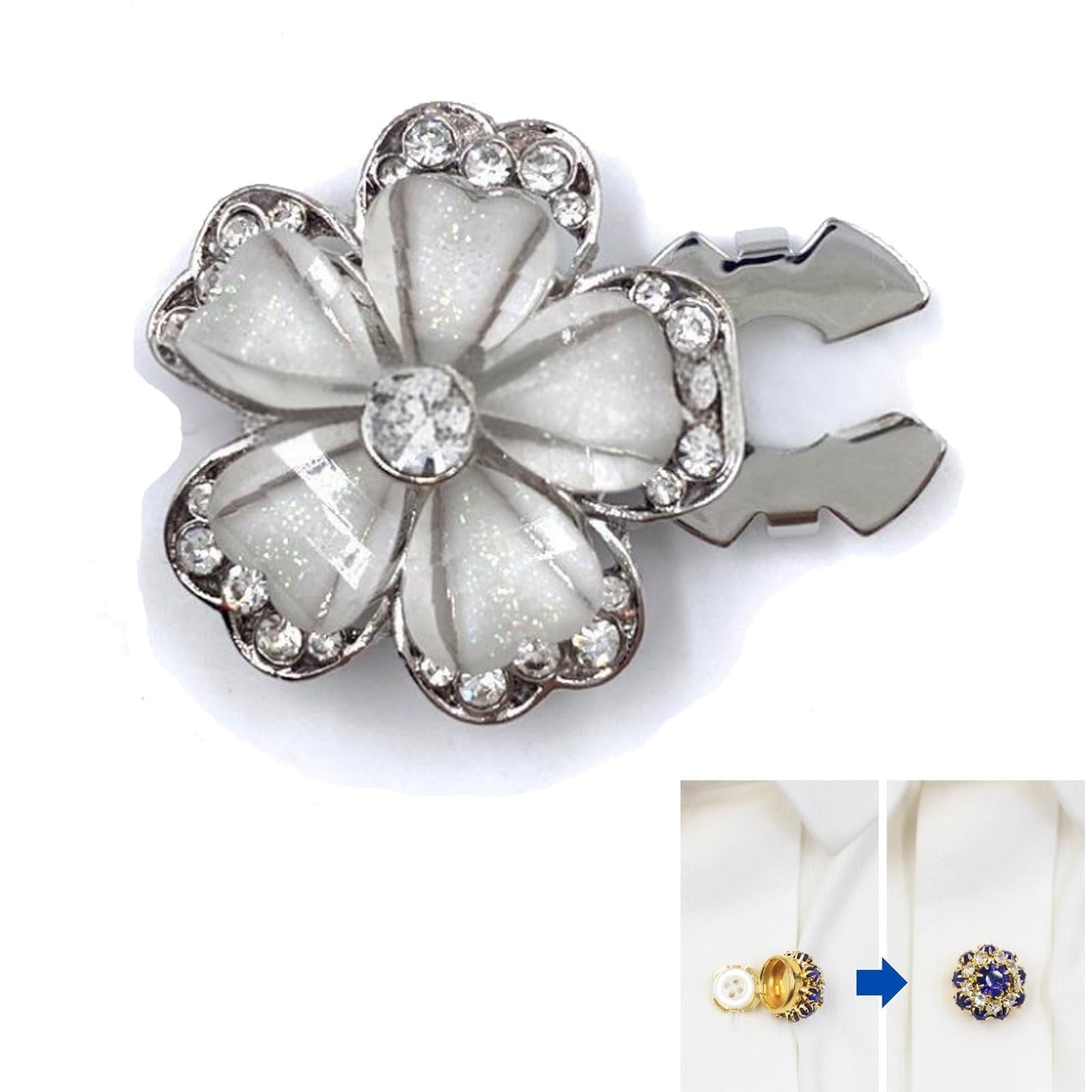 Rhinestone Button Covers, Crystal Buttons for Clothing, Detachable ...