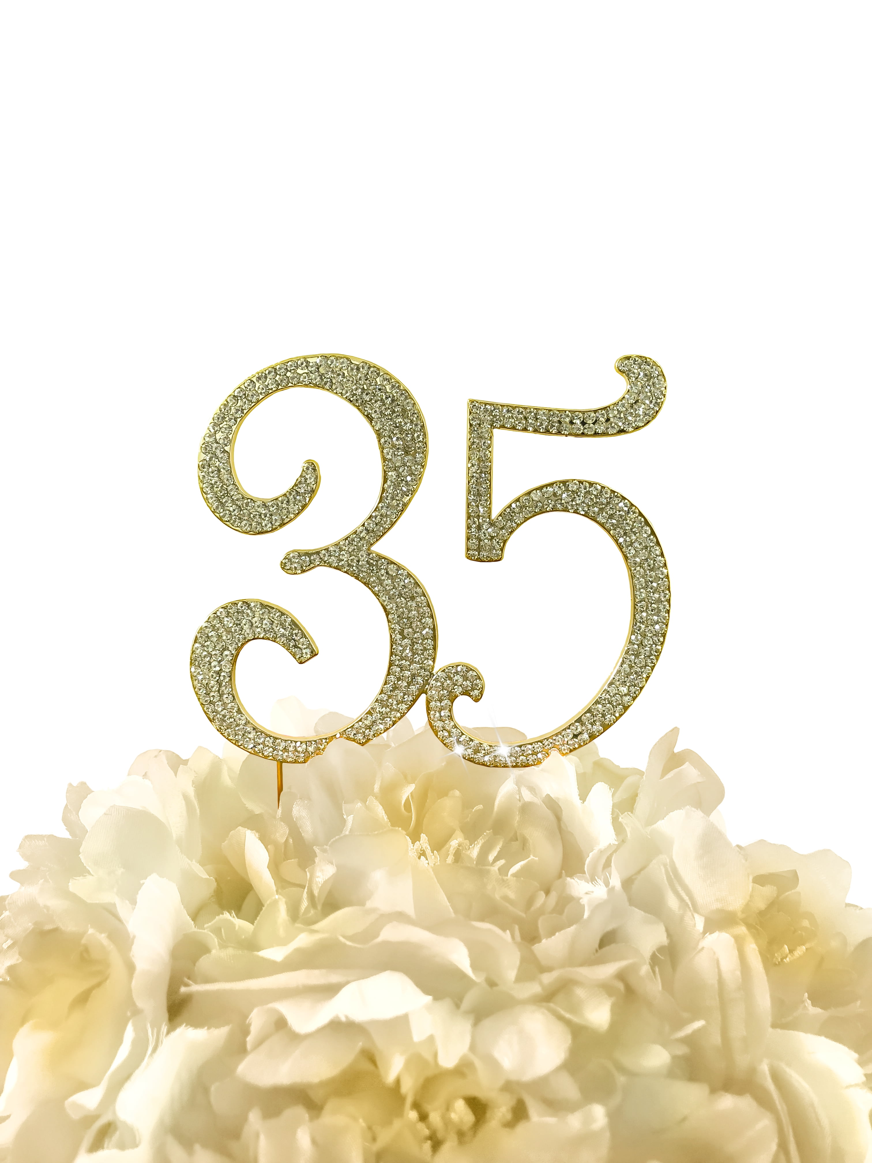 Rhinestone Cake Topper - Number 35 - Gold - Walmart.com