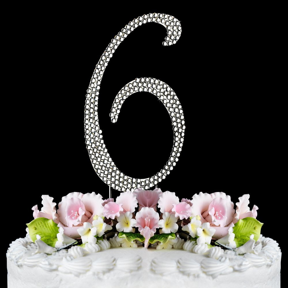 Rhinestone Cake Topper Number 6 - Walmart.com