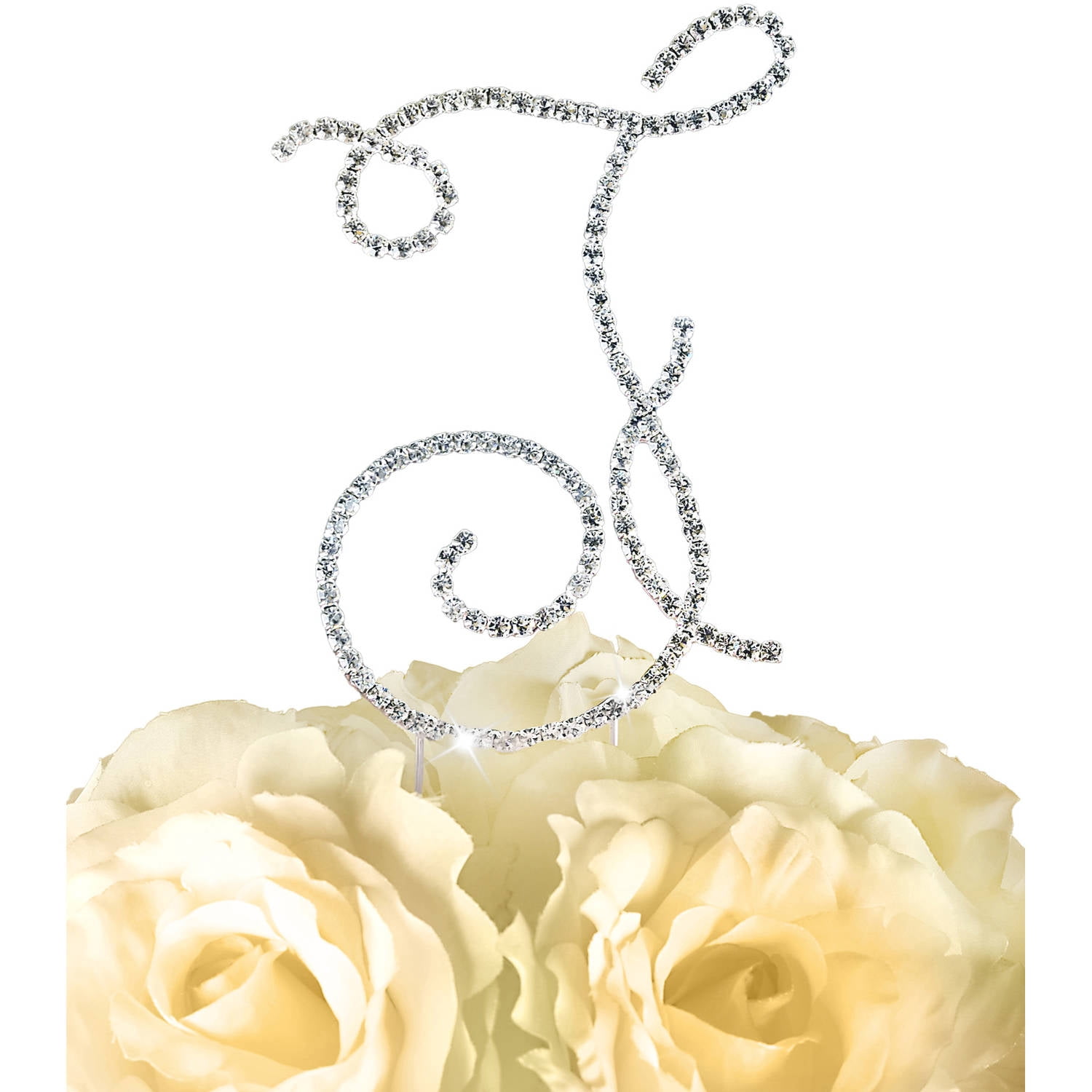 Rhinestone Cake Topper - Simply Elegant Letter F - Large - Silver ...