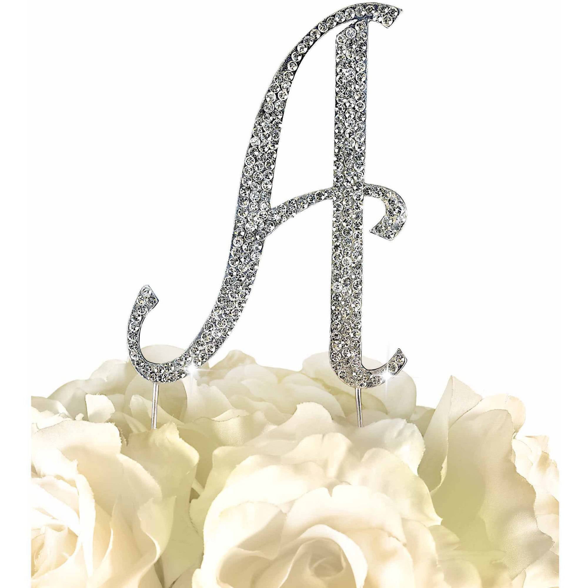 Rhinestone Cake Topper - Sparkling Collection Letter A - Large - Silver ...