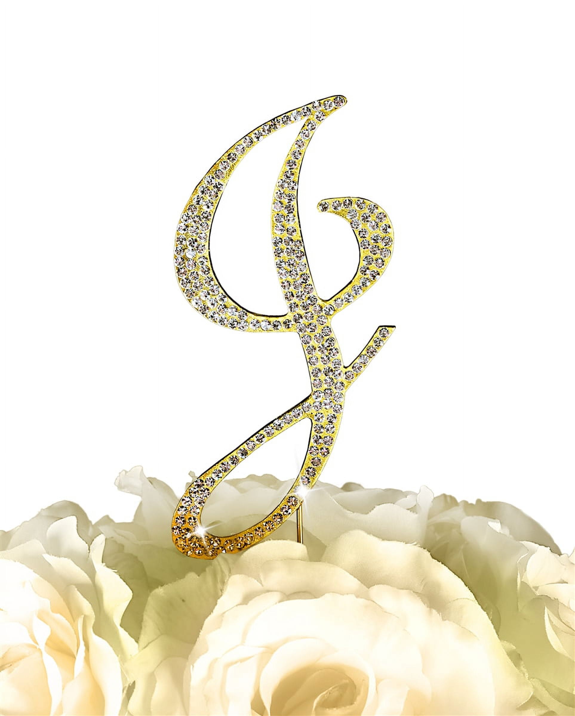 Rhinestone Cake Topper - Sparkling Collection Letter J - Large - Gold ...