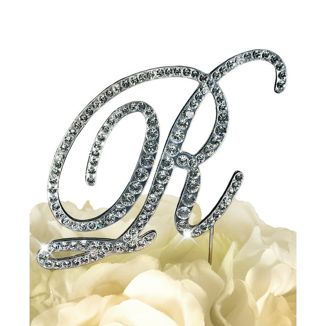 Rhinestone Cake Topper - Victorian Letter R - Small - Silver - Walmart.com