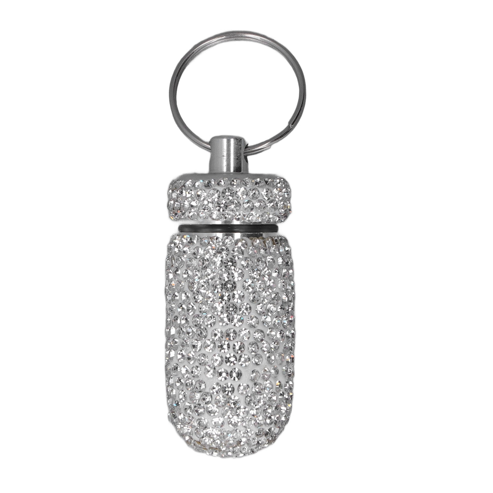 Rhinestone Capsules Storage Case Container with Keyring Aluminum Alloy ...