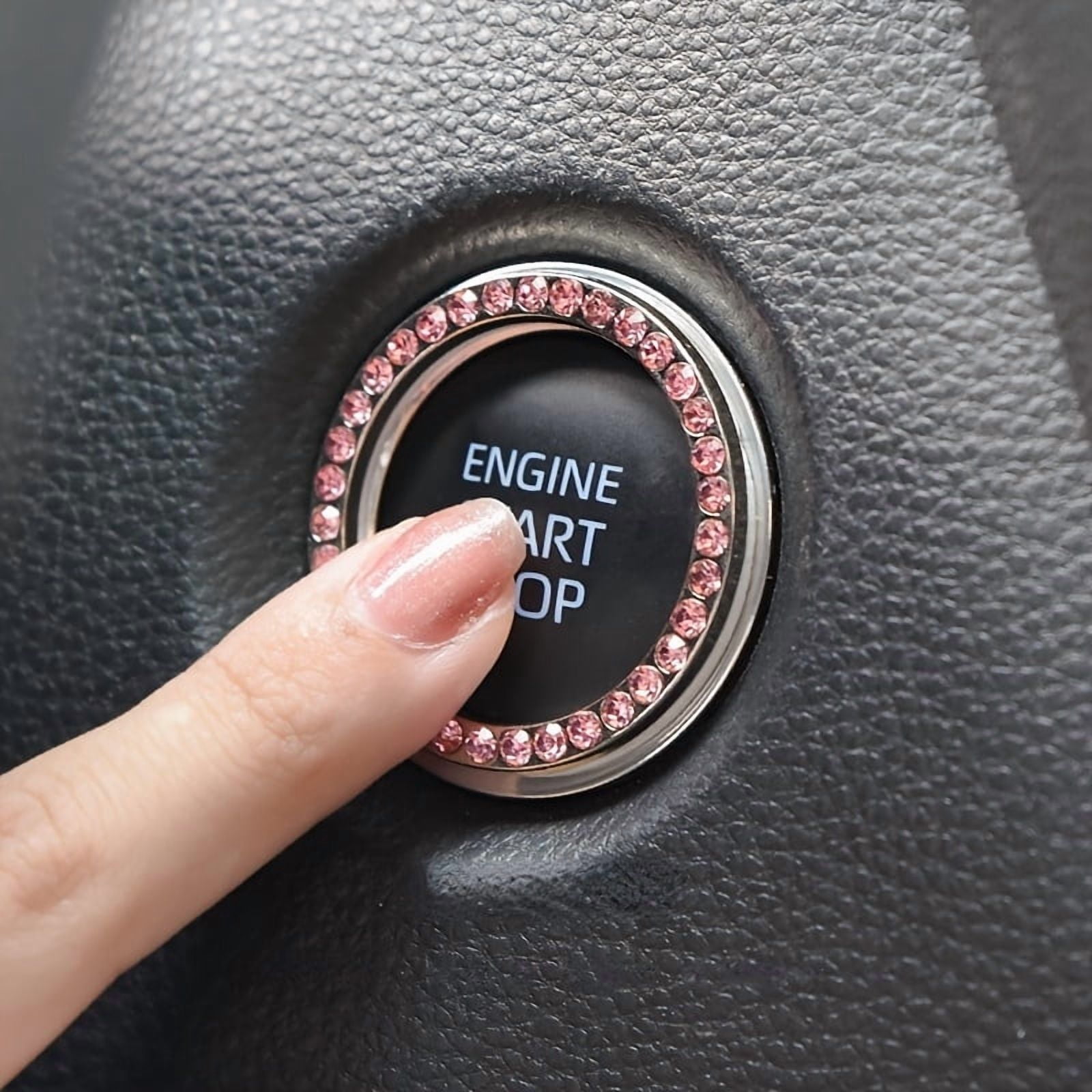 Rhinestone Car Start Button Cover – Crystal Ignition Ring with Chrome ...
