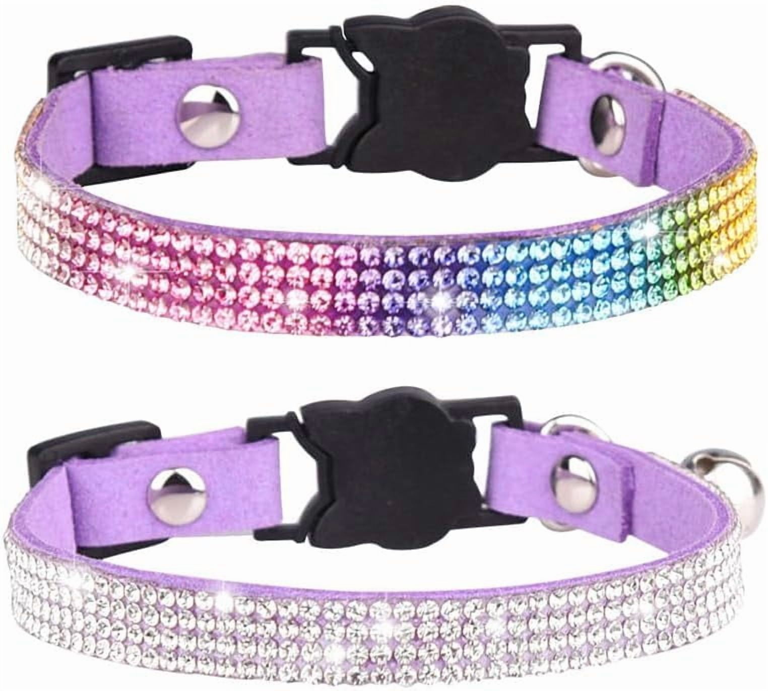 Rhinestone Cat Collar with Bells, 2-Pack Breakaway Kitten Collars with ...